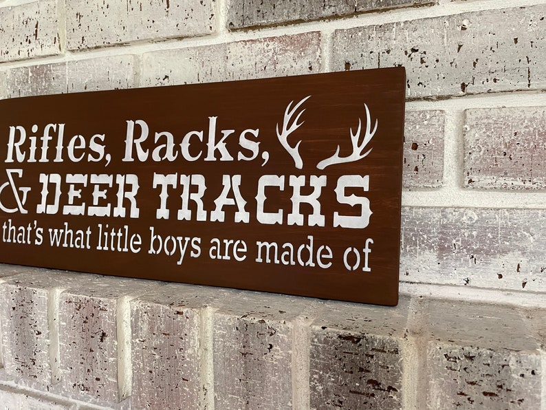 Rifles Racks & Deer Tracks/ Boys Sign/hand Painted/rustic Wood Sign ...