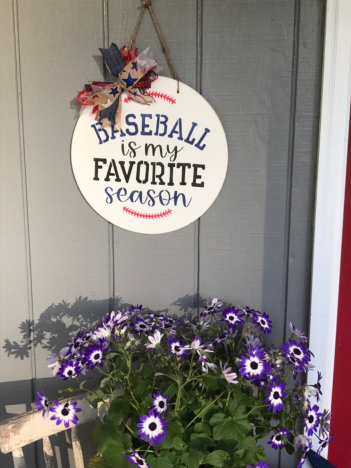 Baseball Front Door Decor 14 Round Door Hanger | Etsy