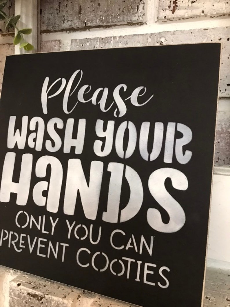 Wash Your Hands//hand Painted//only You Can Prevent Cooties//bathroom ...