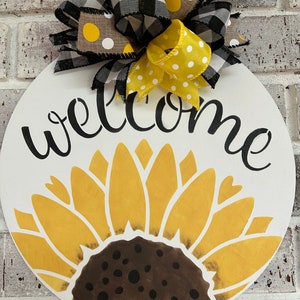 Sunflower Welcome| Door Hanger| Front Door Welcome Sign| Round Door ...