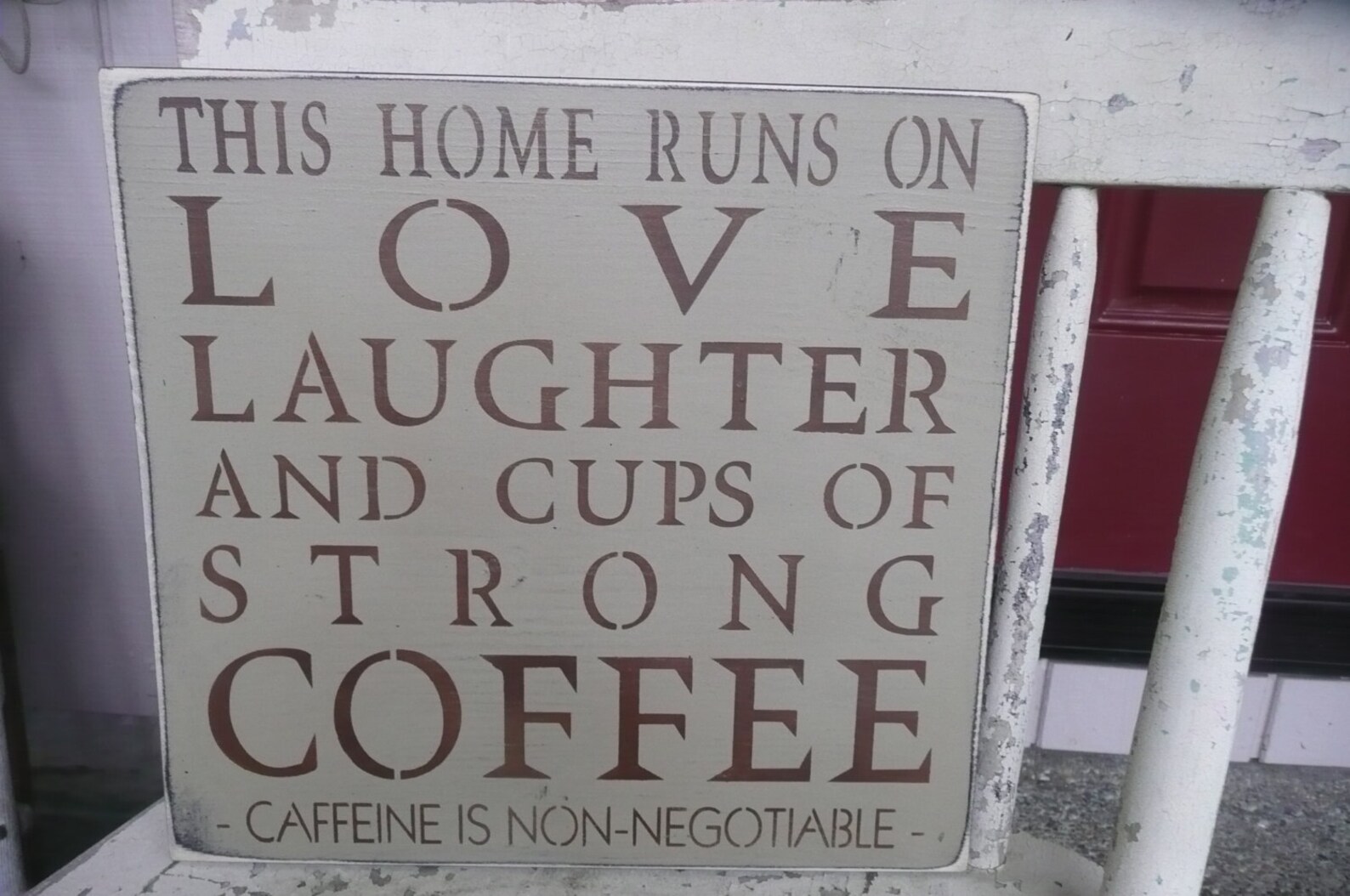 Home Runs on Love Laughter Strong Coffee/ Coffee Sign/ Home Decor/ Wood ...