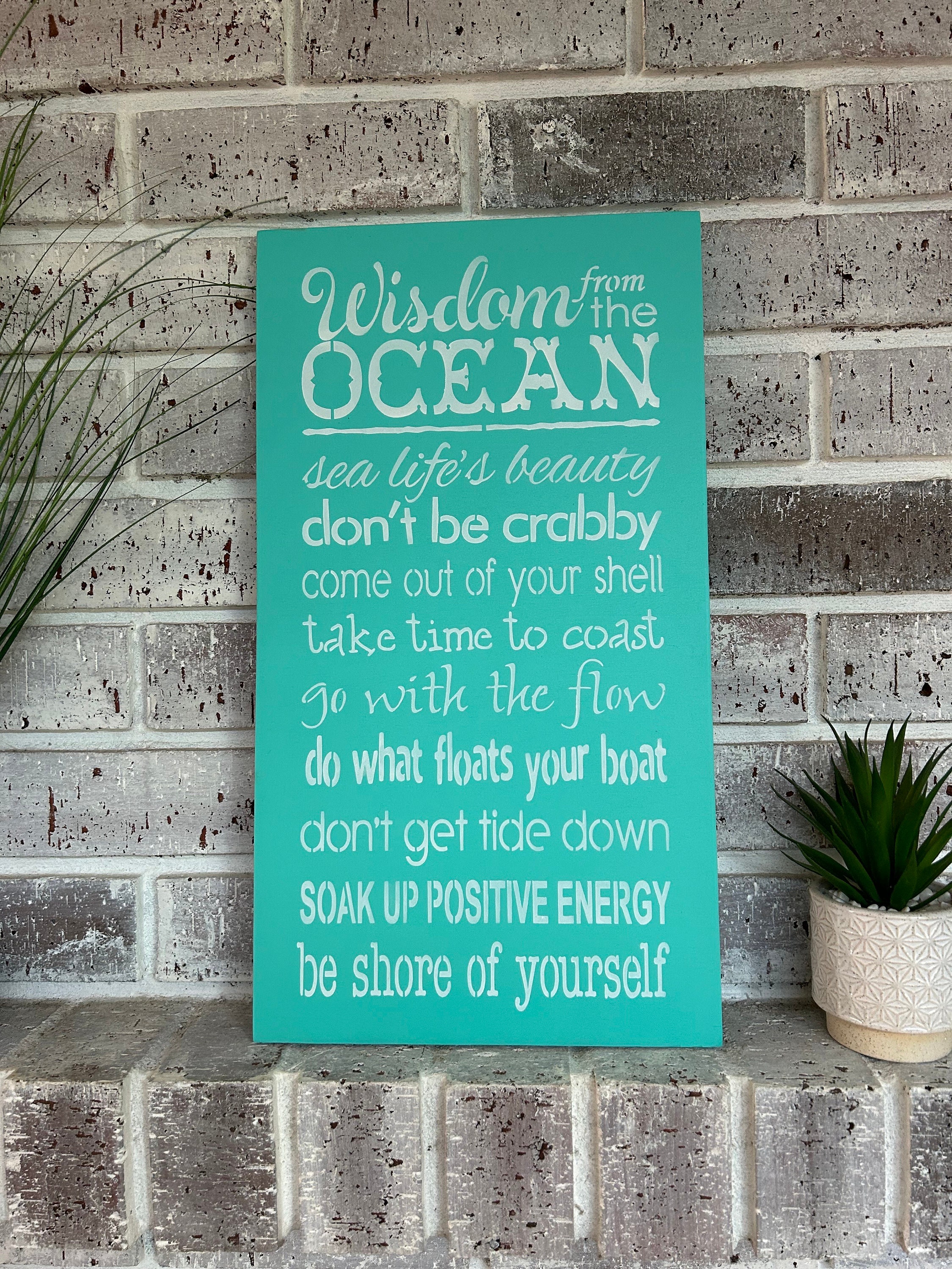 WISDOM From the OCEAN/ Hand Painted/ Wood Sign/wall Decor/ocean/seaside ...
