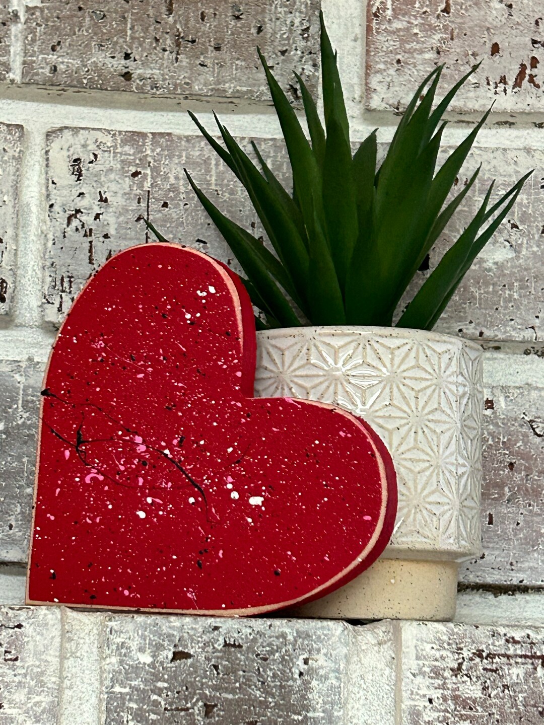 Valentine Small Heart| Tiered Tray Decor| Wood Heart| Painted Small ...