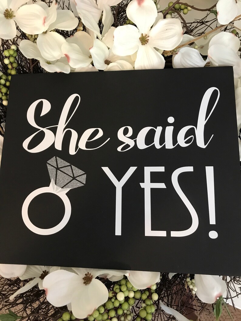 She Said Yes/ Wood Sign/ Hand Painted/ 10"x12"/ Announcement Sign ...