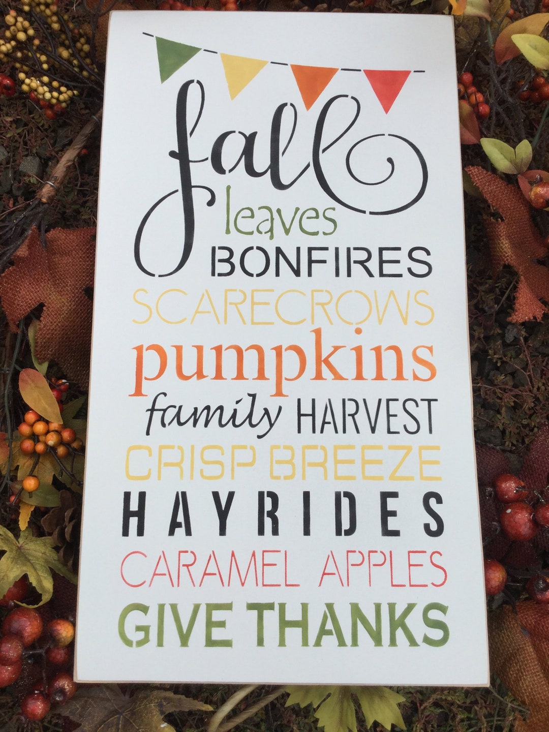 Fall Wood Sign/ Hand Painted / Autumn / Home Decor/ Harvest/ 10"x 18 ...