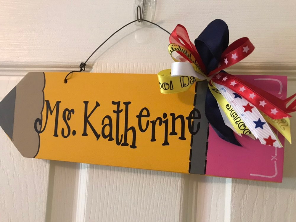 Teacher Pencil Sign|personalized|hand Painted|vinyl|classroom Decor ...