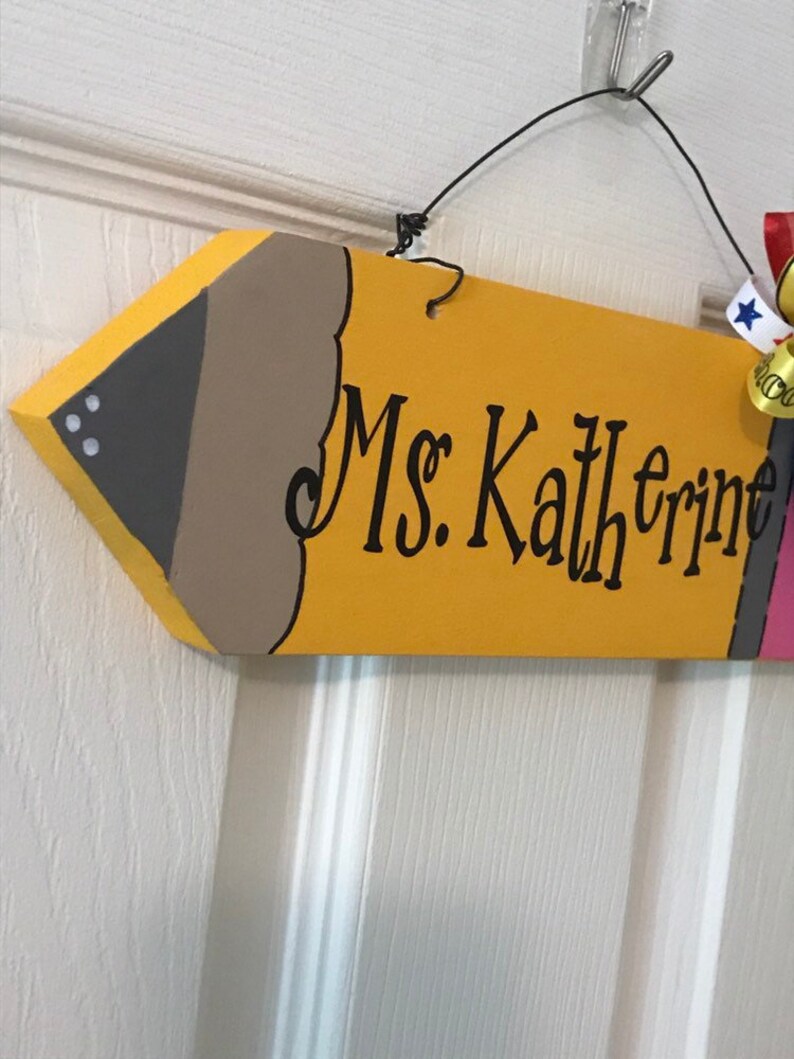 Teacher Pencil Sign|personalized|hand Painted|vinyl|classroom Decor ...