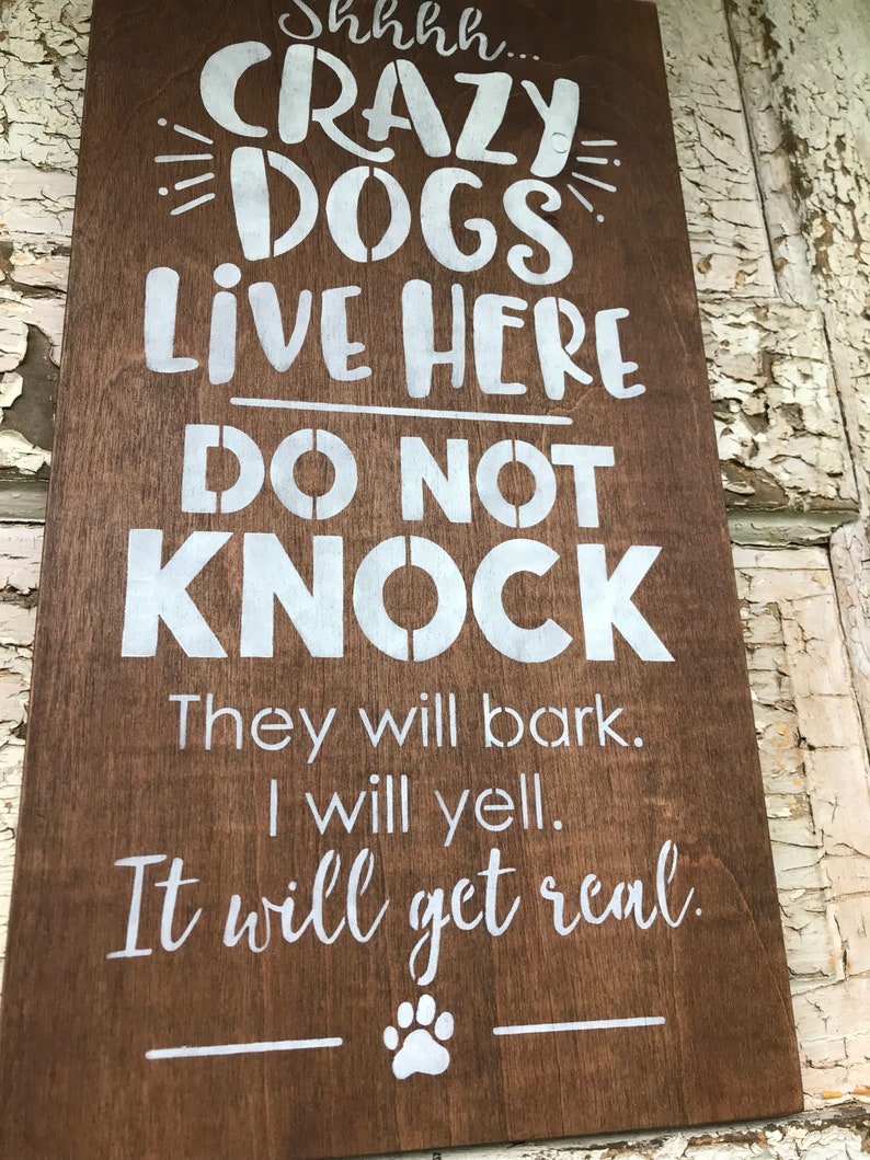 Do Not Knock Dog Sign/ Front Door Dog Sign/ Hand Painted Sign/ Dogs ...