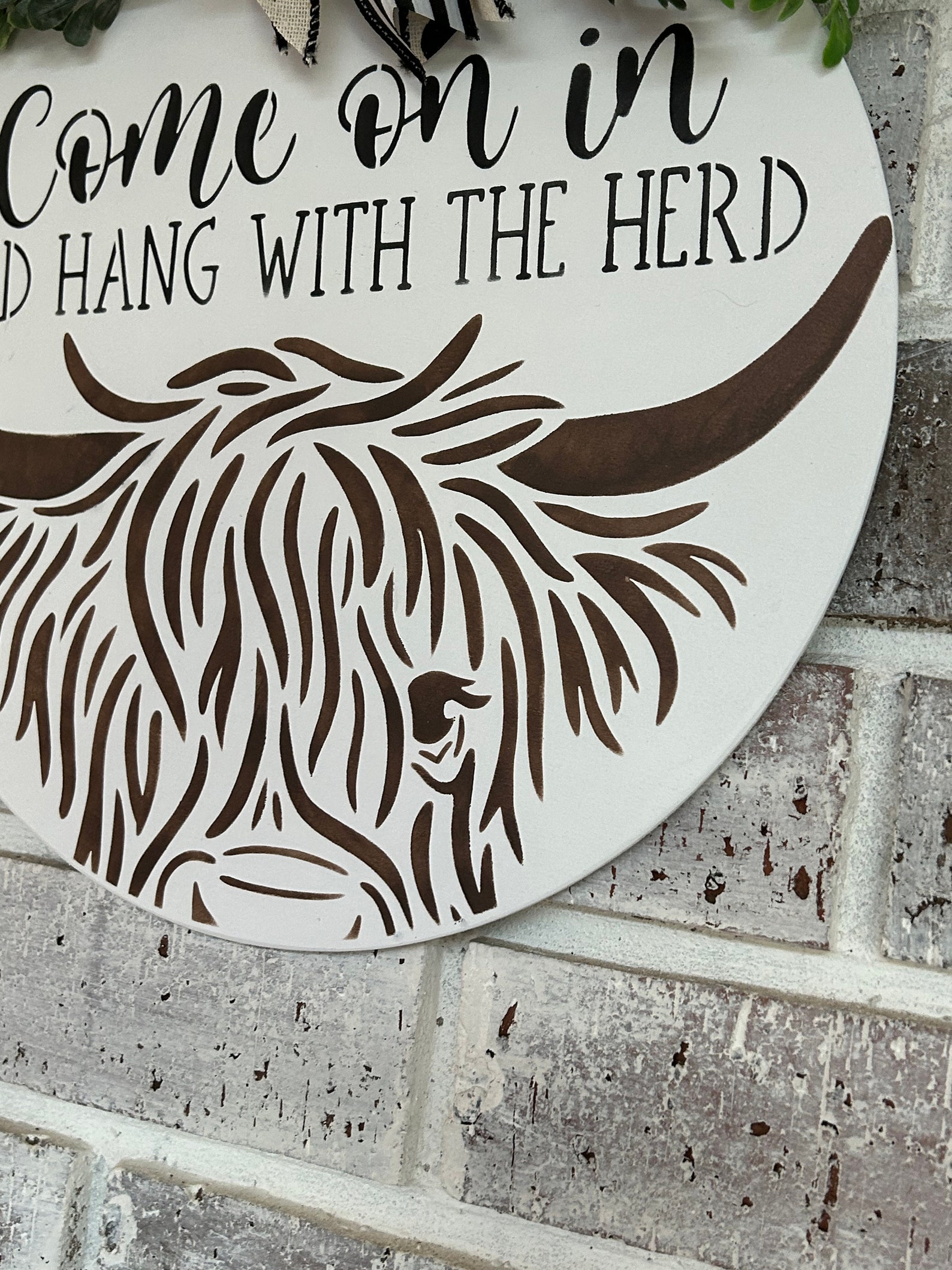 Highland Cow Hanger| Come on In| Welcome Door Hanger| Highland Cow ...
