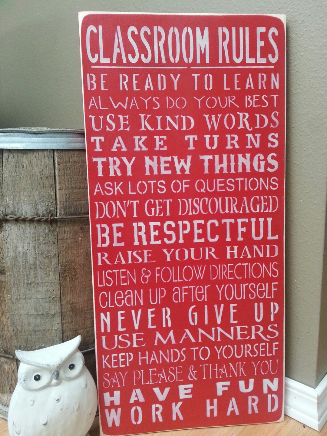 Teacher Sign/ CLASSROOM RULES/ Hand Painted Wood Sign/ Teacher/ Back to ...
