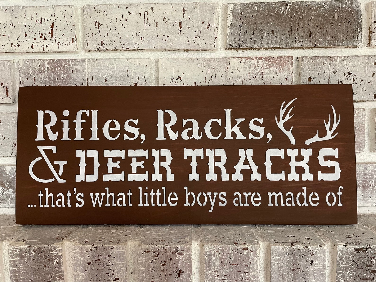 Rifles Racks & Deer Tracks/ Boys Sign/hand Painted/rustic Wood Sign ...