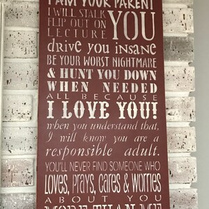 PARENTS PROMISE-I Am Your Parent/hand Painted/ Wood Sign/wall Decor ...