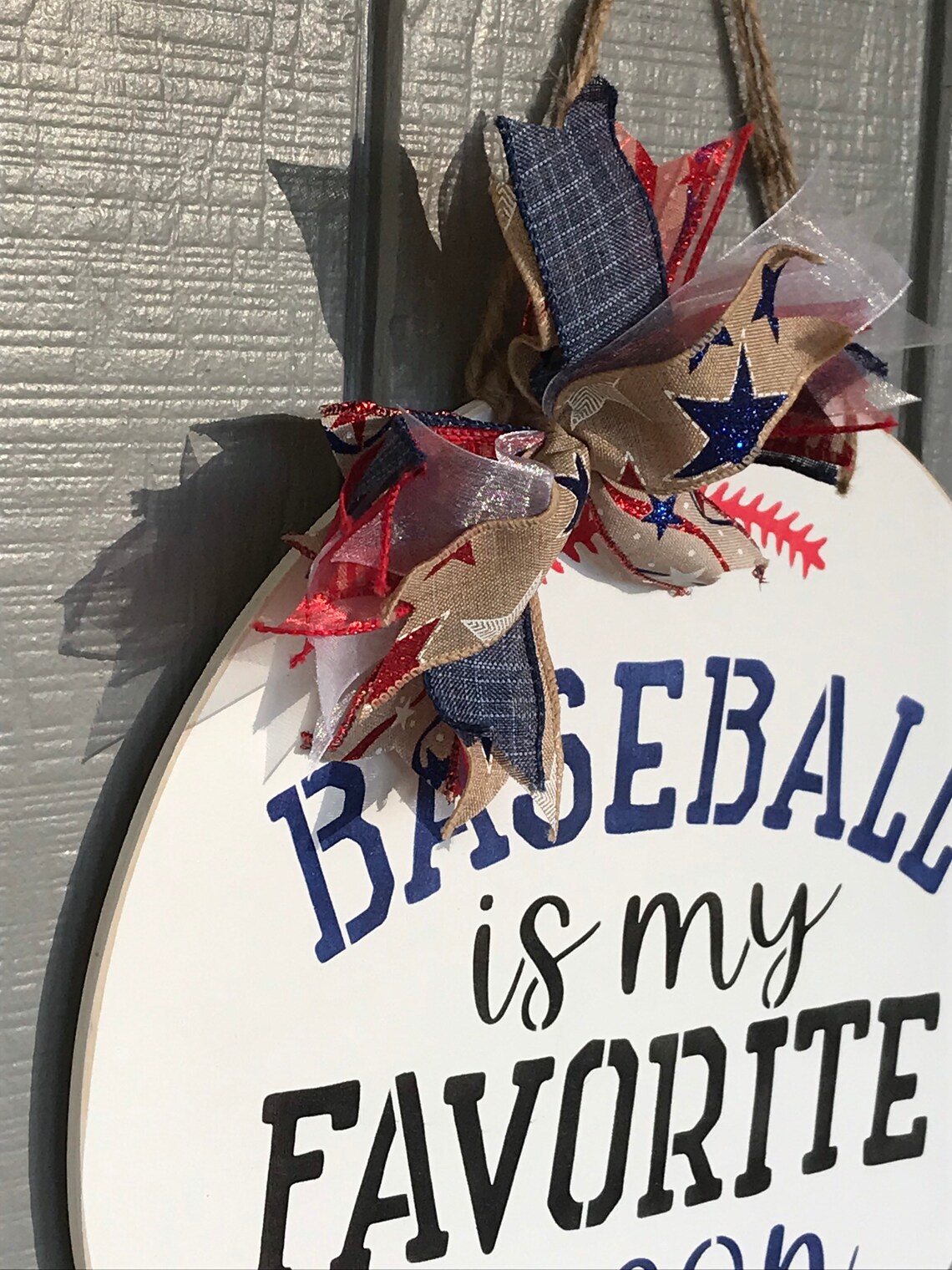 Baseball Front Door Decor 14 Round Door Hanger | Etsy