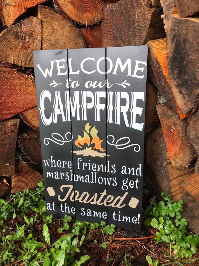 Welcome to Our Campfire//hand Painted// Wood Sign// Rustic Campfire ...