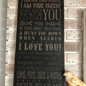 PARENTS PROMISE-I Am Your Parent/hand Painted/ Wood Sign/wall Decor ...