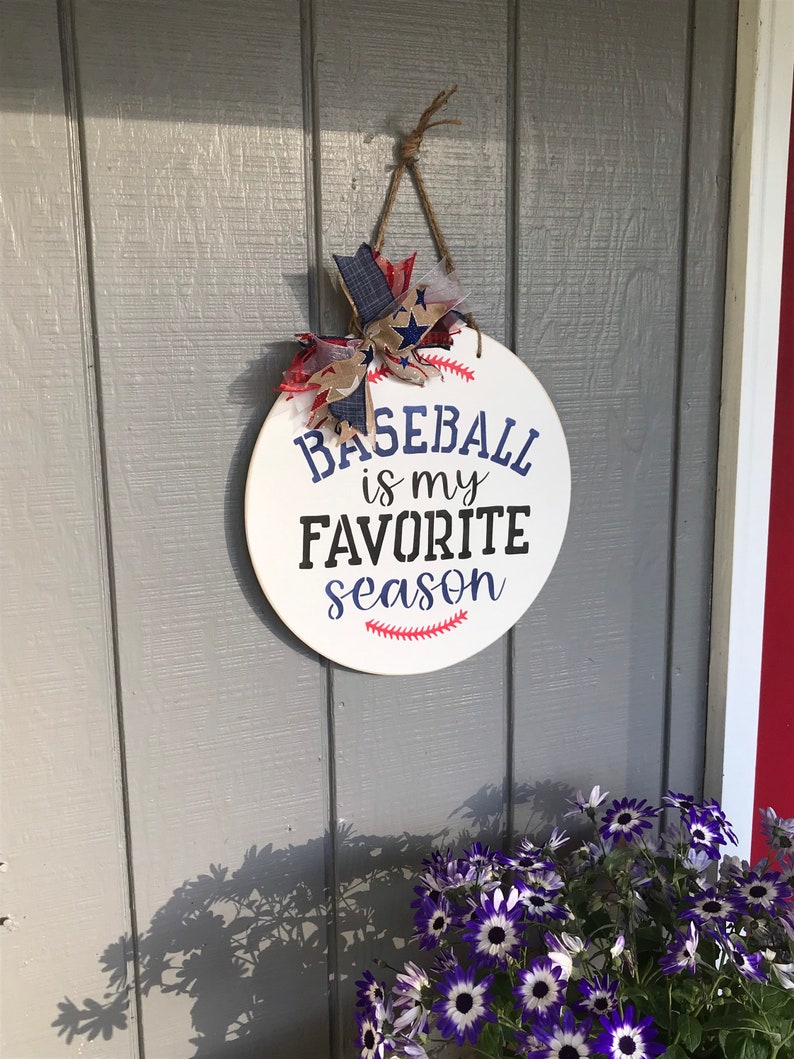 Baseball Front Door Decor 14 Round Door Hanger - Etsy