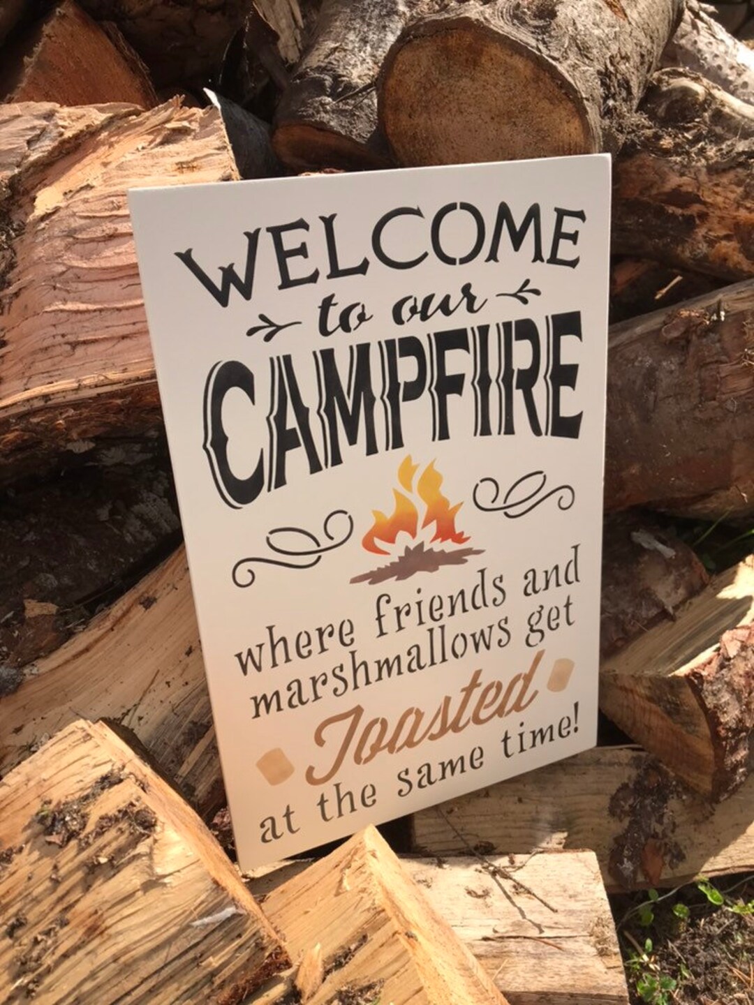 Welcome to Our Campfire Sign| Camping Decor| Hand Painted Outdoors Sign ...