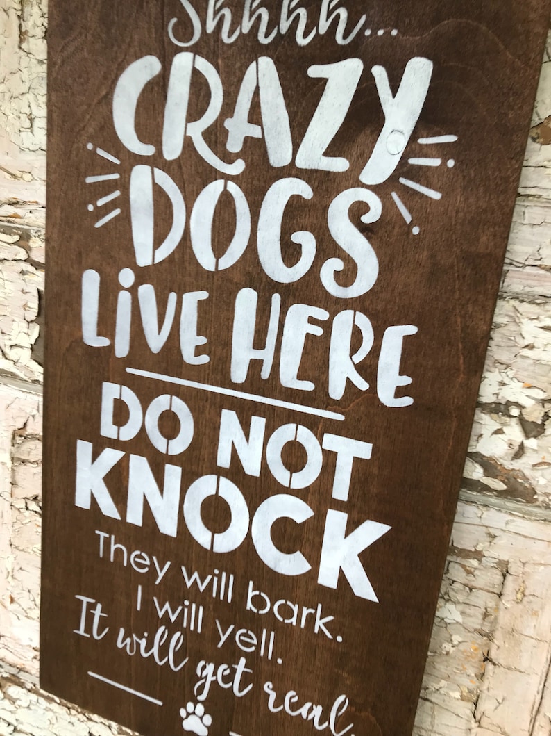 Do Not Knock Dog Sign/ Front Door Dog Sign/ Hand Painted Sign/ Dogs ...
