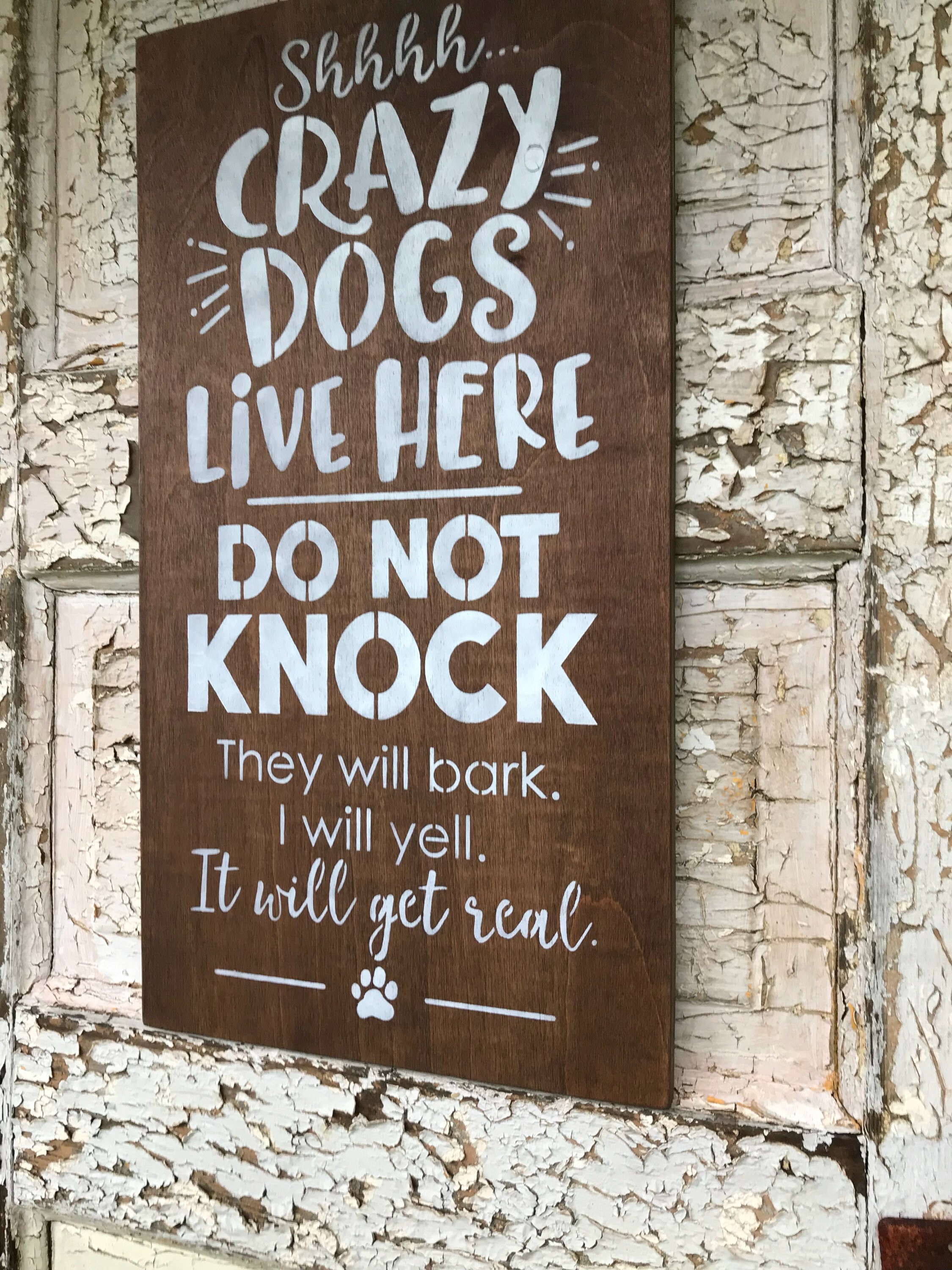 Do Not Knock Dog Sign/ Front Door Dog Sign/ Hand Painted Sign/ Dogs ...