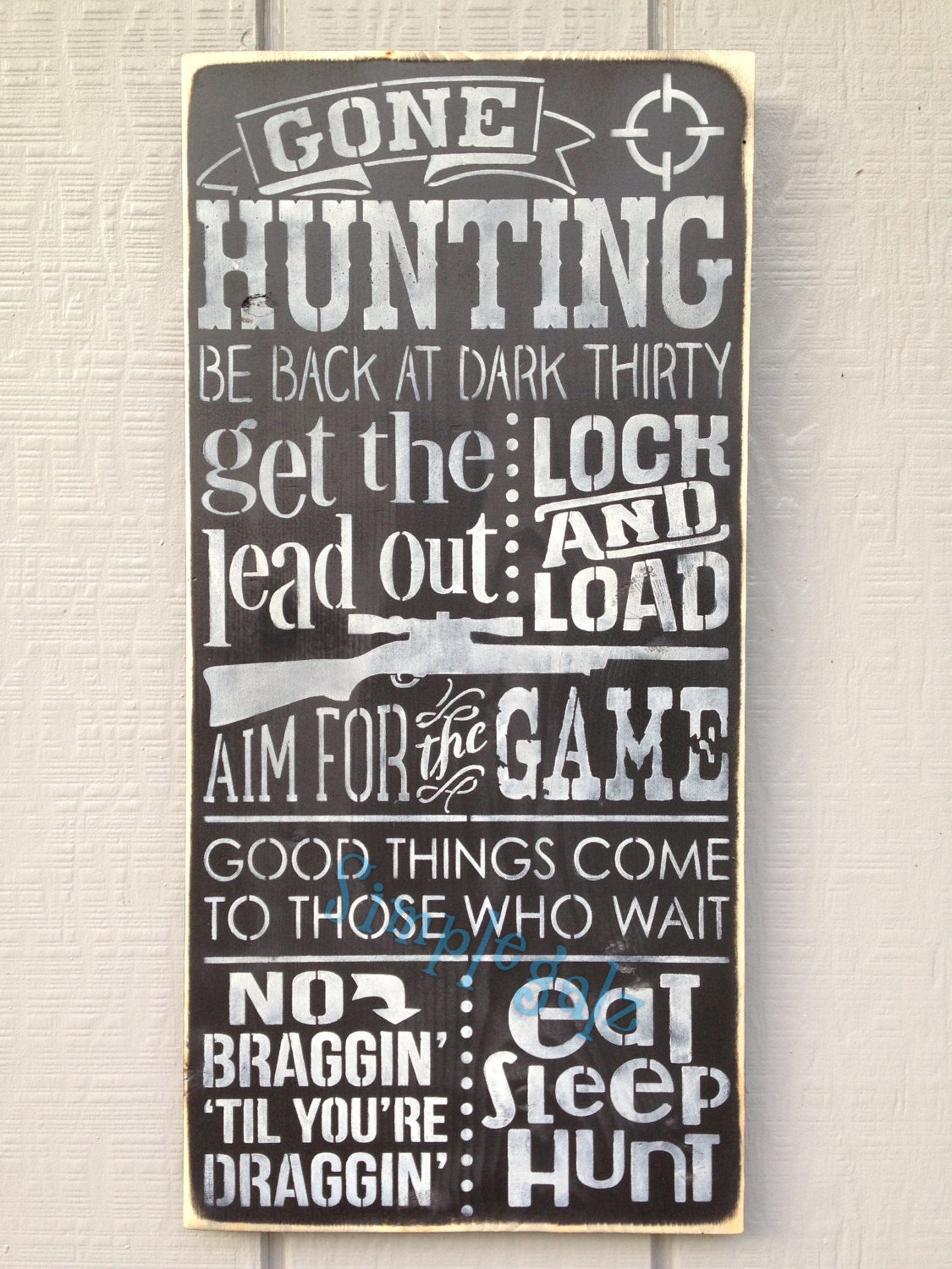 GONE HUNTING Hand Painted Rustic Distressed Wood Sign - Etsy