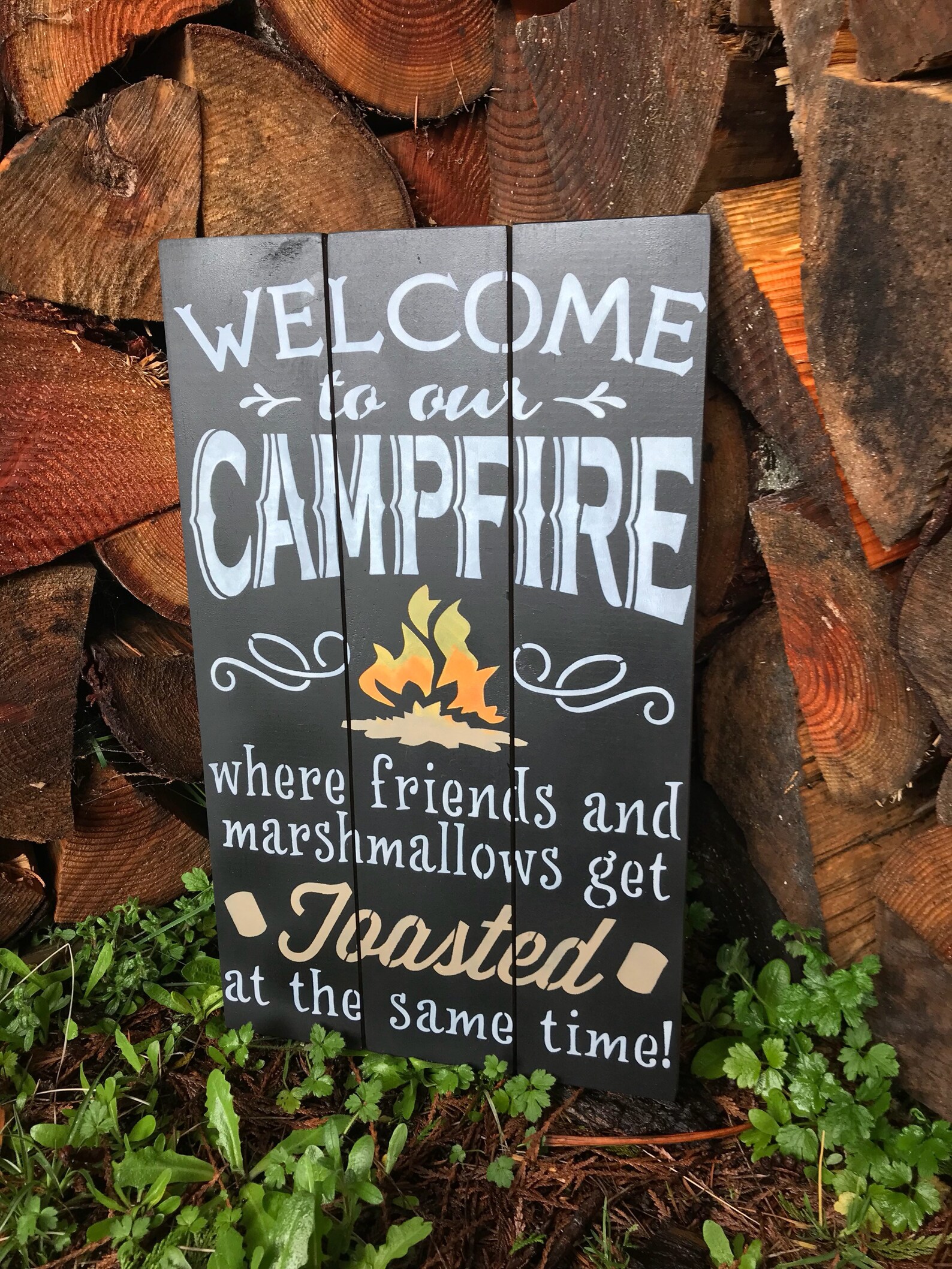 Welcome to Our Campfire//hand Painted// Wood Sign// Rustic Campfire ...