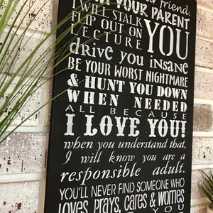 PARENTS PROMISE-I Am Your Parent/hand Painted/ Wood Sign/wall Decor ...