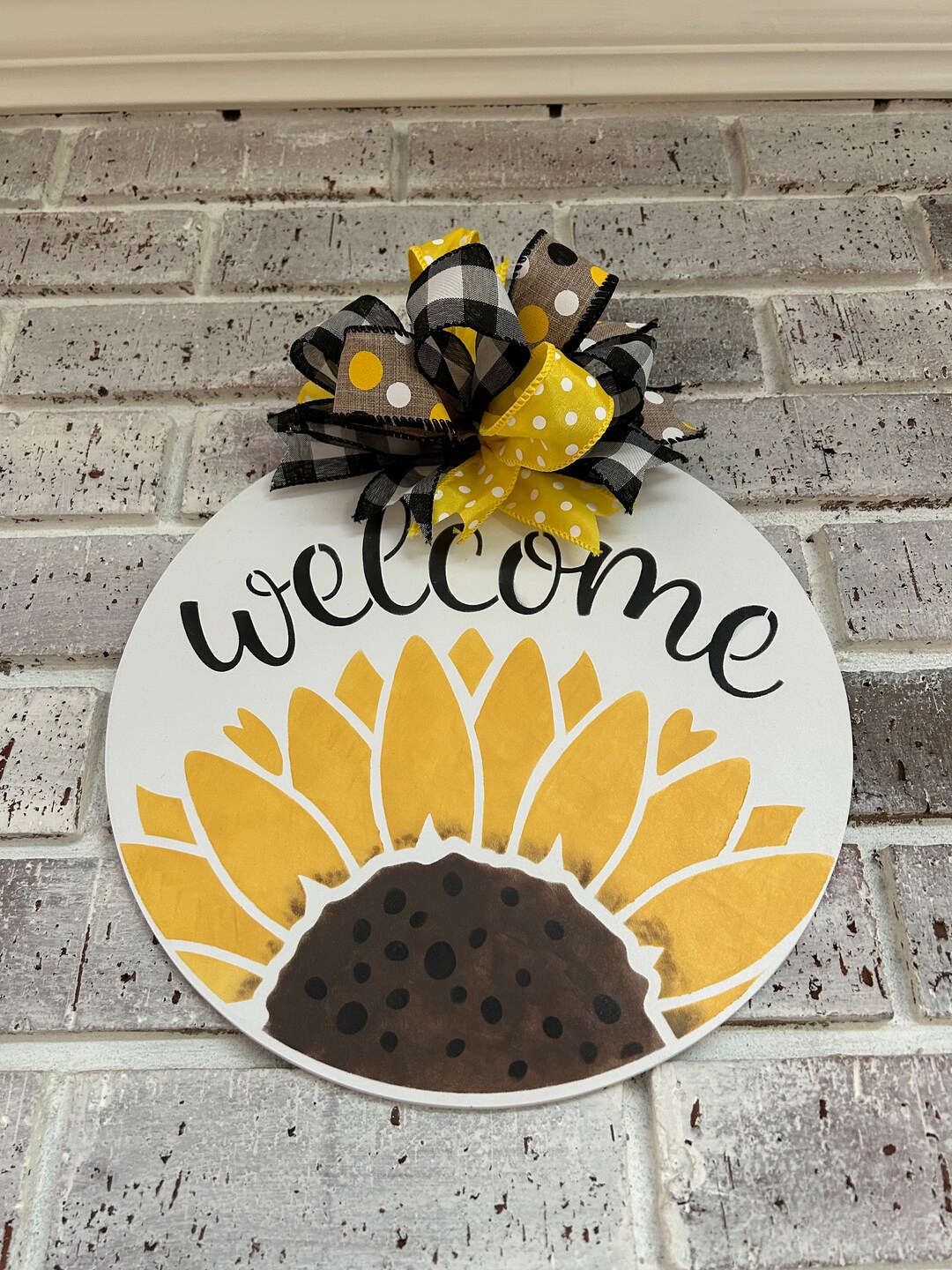 Sunflower Welcome| Door Hanger| Front Door Welcome Sign| Round Door ...
