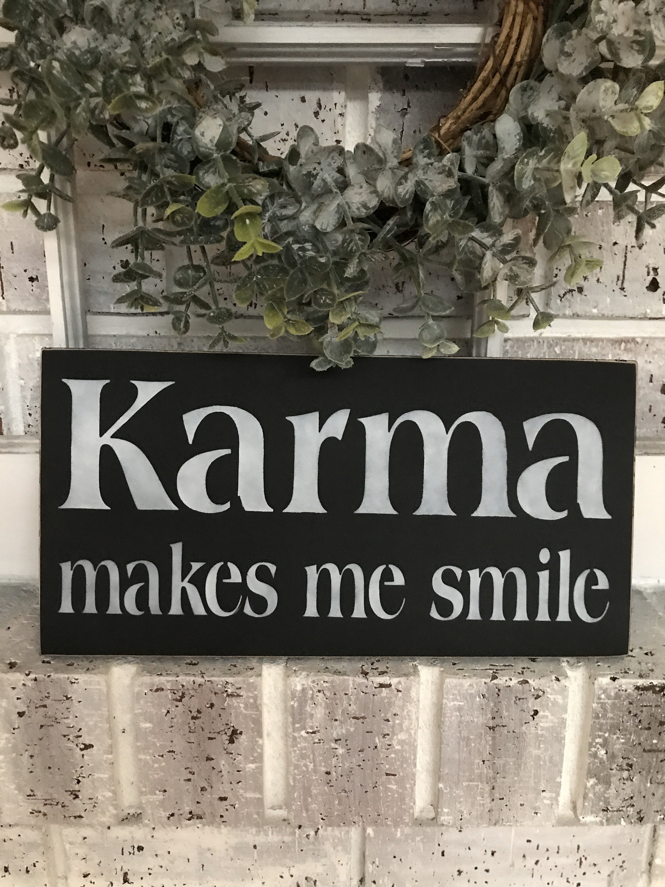 KARMA makes me SMILEHand Painted Wood SignHome DecorKarma | Etsy