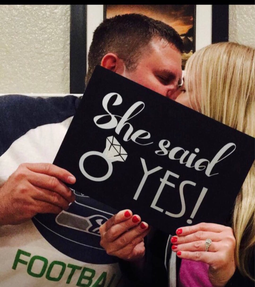 She Said Yes/ Wood Sign/ Hand Painted/ 10"x12"/ Announcement Sign ...