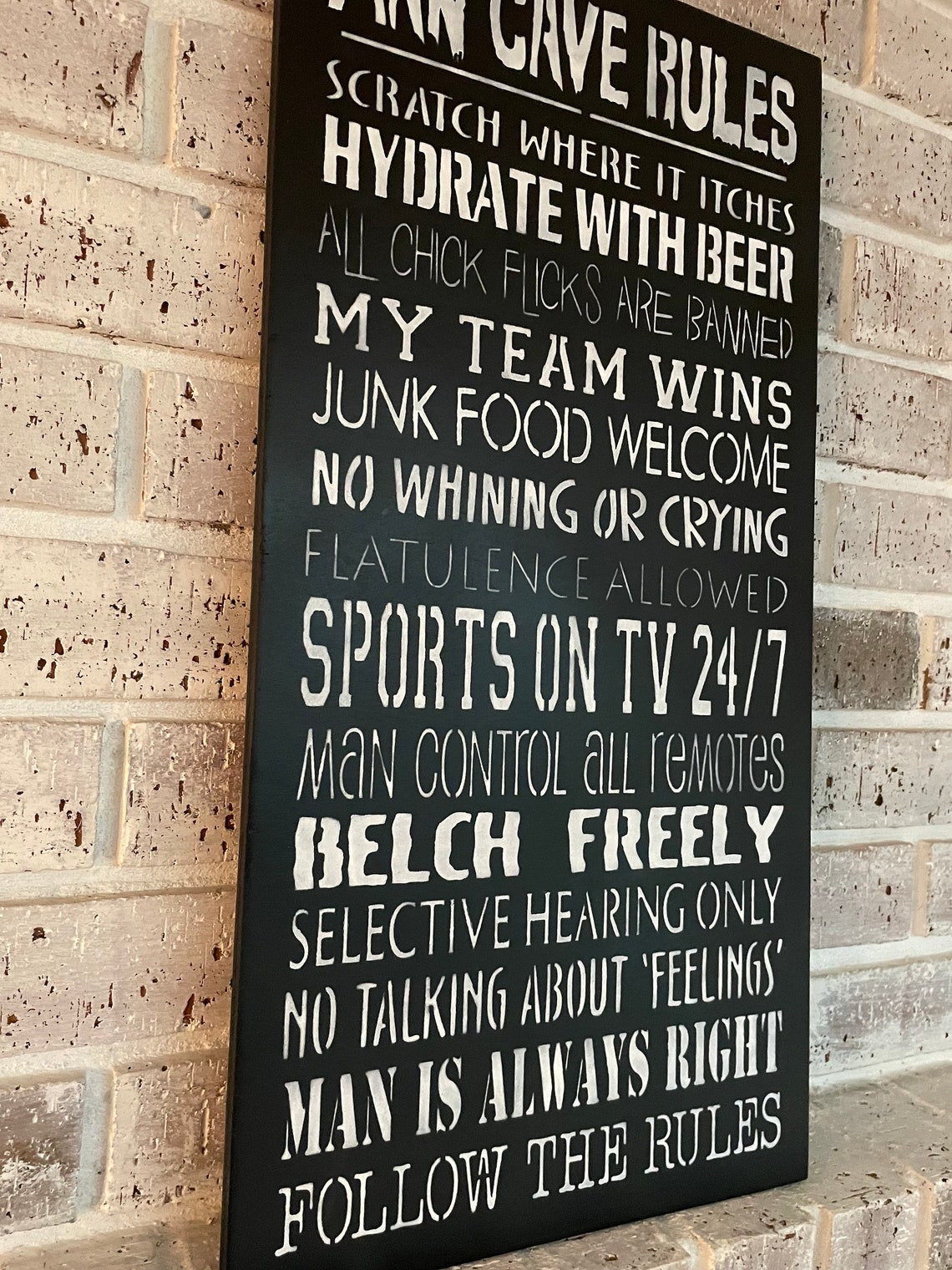 MAN CAVE RULES/ Hand Painted/ Wood Sign/ Typography/ Wall - Etsy