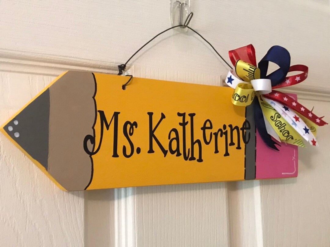 Teacher Pencil Sign|personalized|hand Painted|vinyl|classroom Decor ...