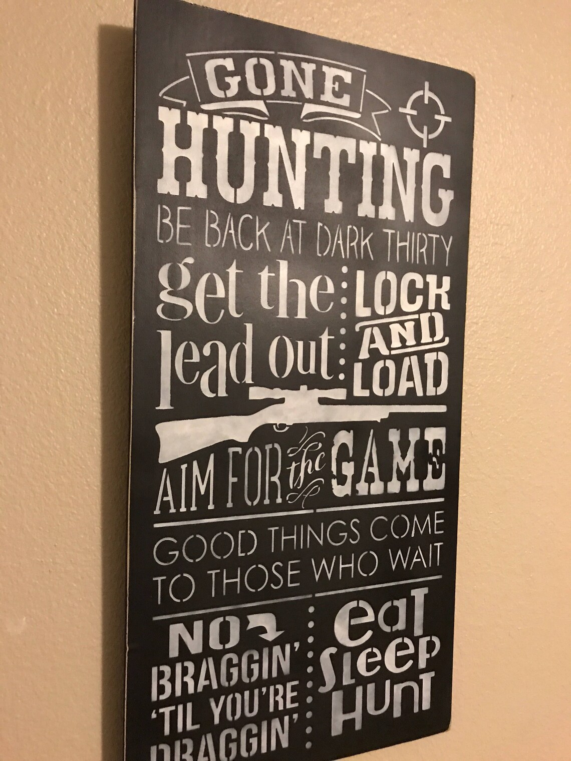 GONE HUNTING Hand Painted Rustic Distressed Wood Sign - Etsy