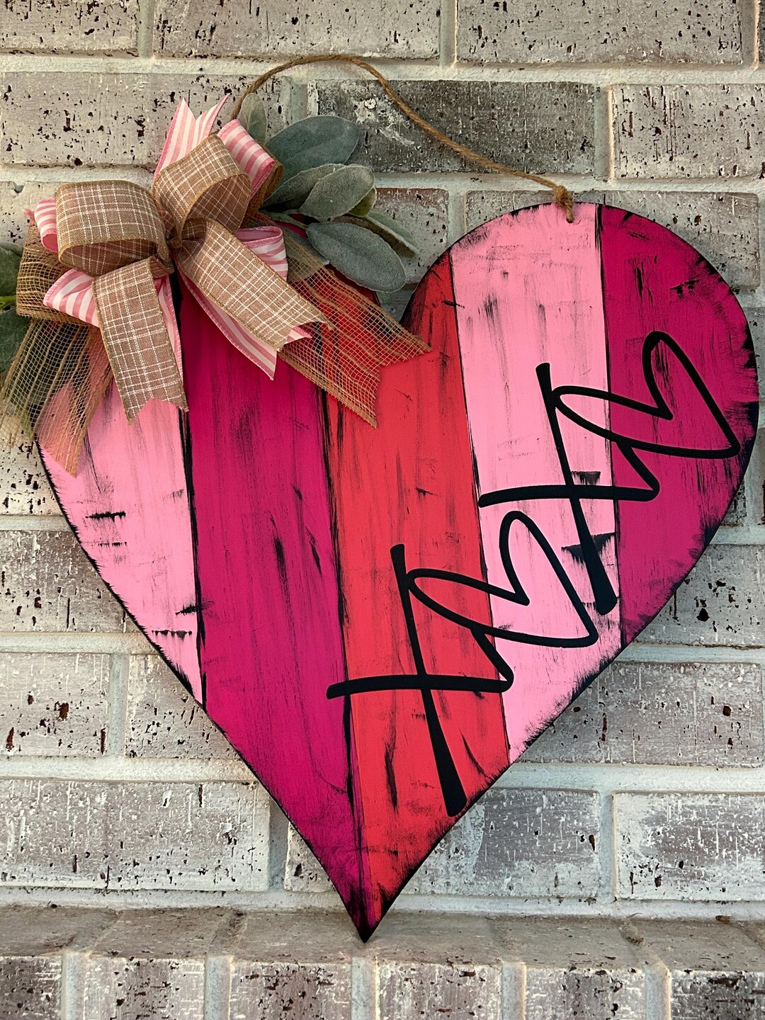 X Large Wood Heart Door Hanger| Valentines Day| Farmhouse Decor| Rustic ...