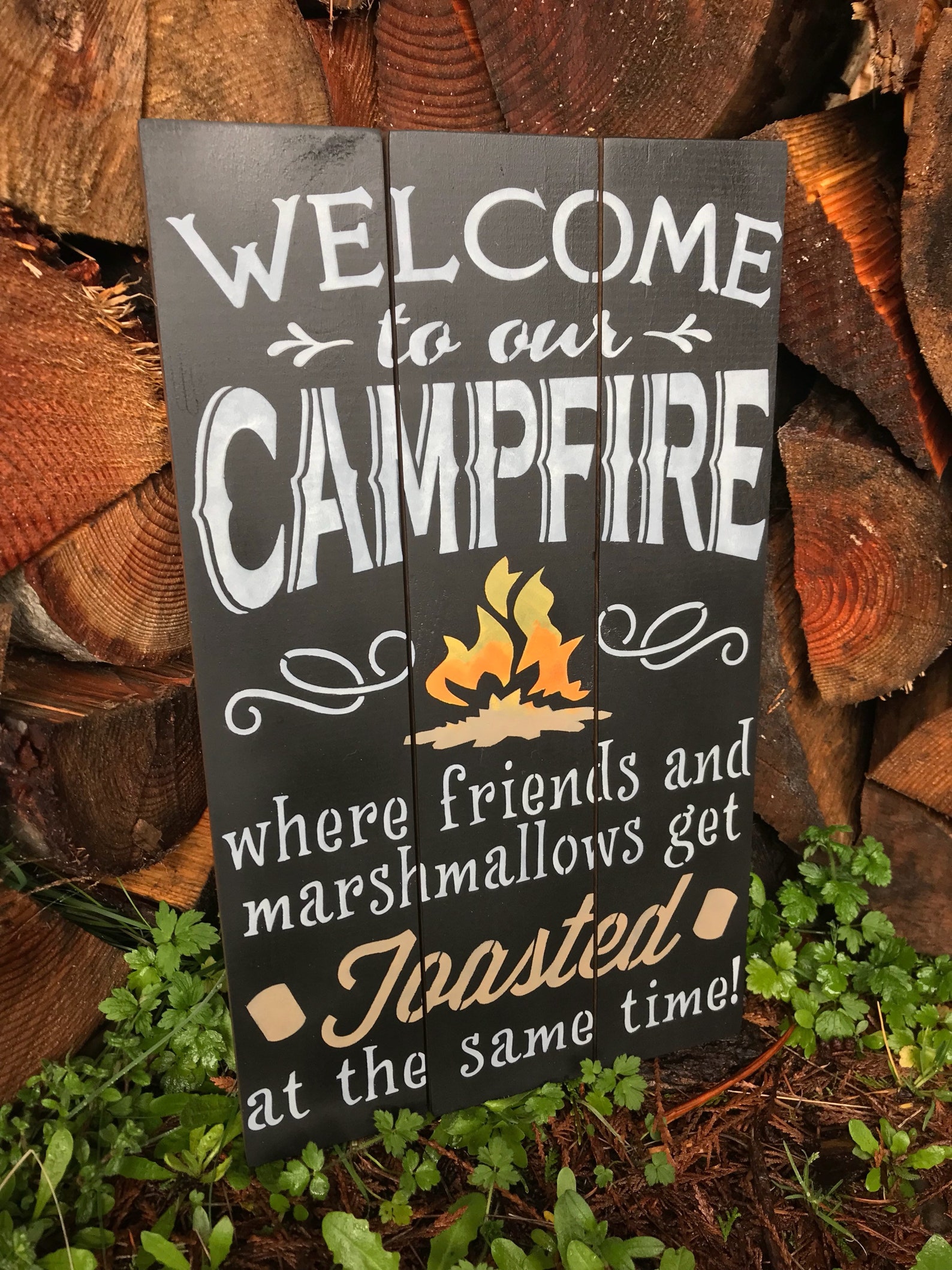 Welcome to Our Campfire//hand Painted// Wood Sign// Rustic Campfire ...