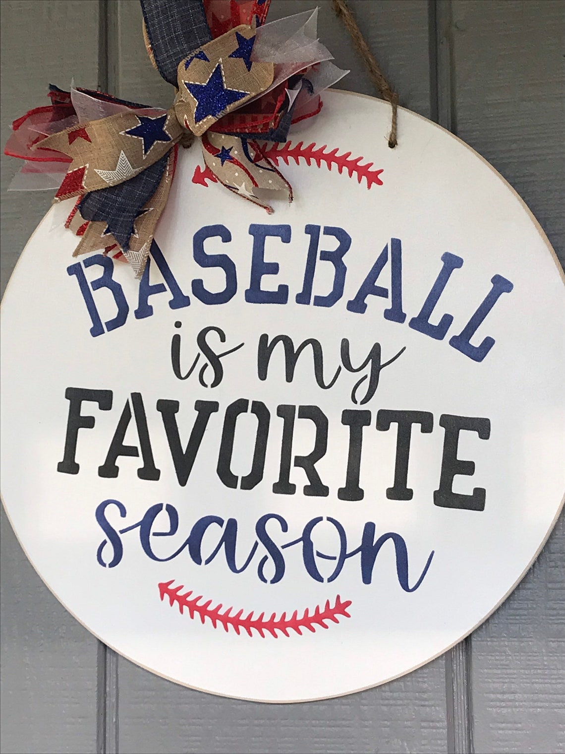 Baseball Front Door Decor 14 Round Door Hanger - Etsy