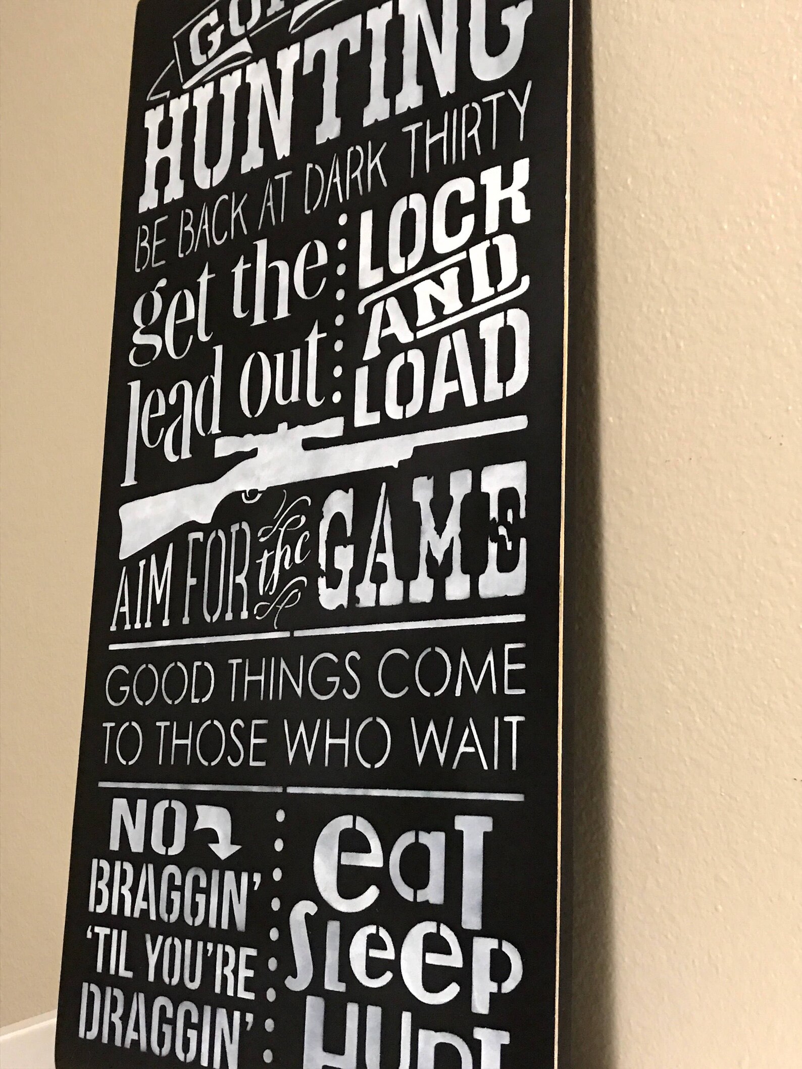 GONE HUNTING Hand Painted Rustic Distressed Wood Sign - Etsy