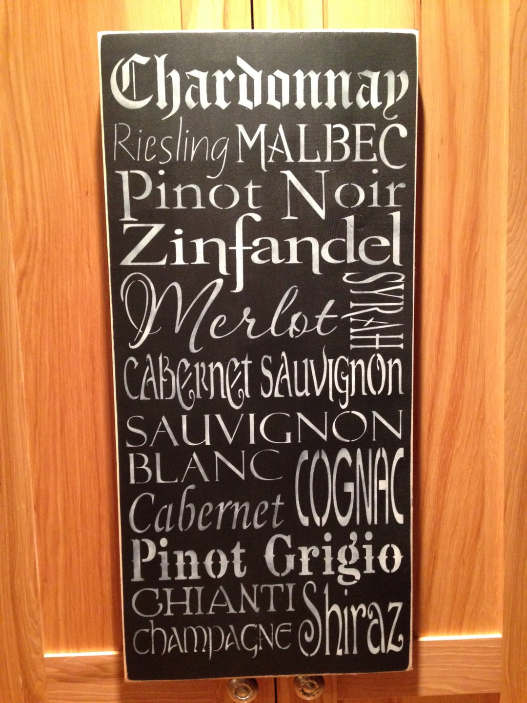 Wine Sign/chardonnay/ Riesling/merlot/hand Painted/wood Sign/wine ...