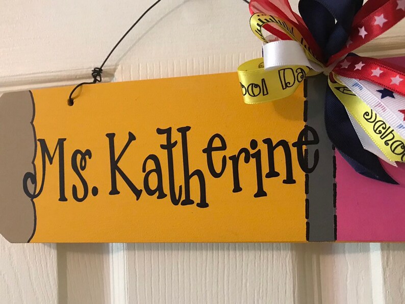 Teacher Pencil Sign|personalized|hand Painted|vinyl|classroom Decor ...