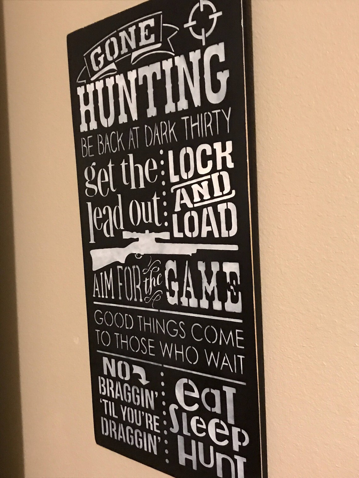 GONE HUNTING Hand Painted Rustic Distressed Wood Sign - Etsy