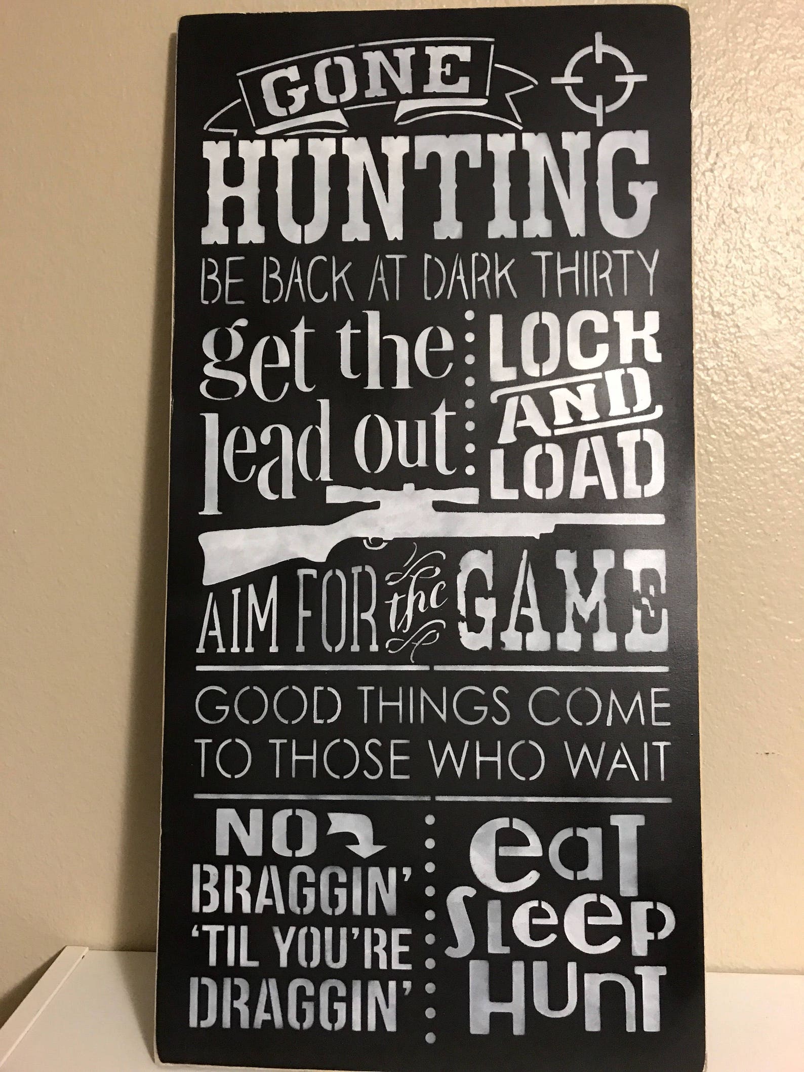 GONE HUNTING Hand Painted Rustic Distressed Wood Sign - Etsy