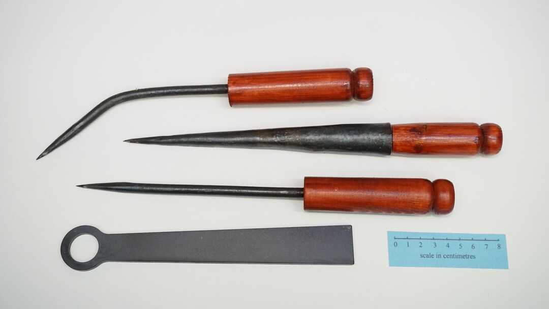 Willow Basket Weaving Tool Set of 4 With Stained Pine Bobtail Handles ...