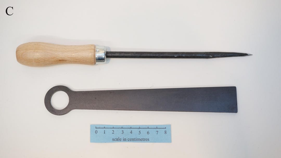 Willow Basket Weaving Tool Set of a Rapping Iron and Nickel Ferruled ...