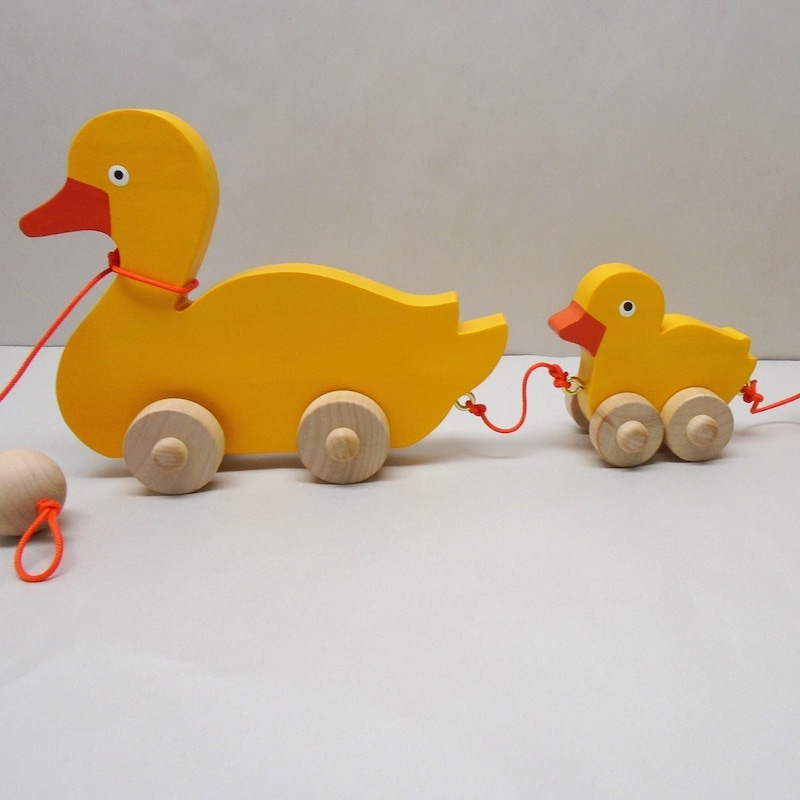 Wooden Yellow Duck Pull Toy - Etsy