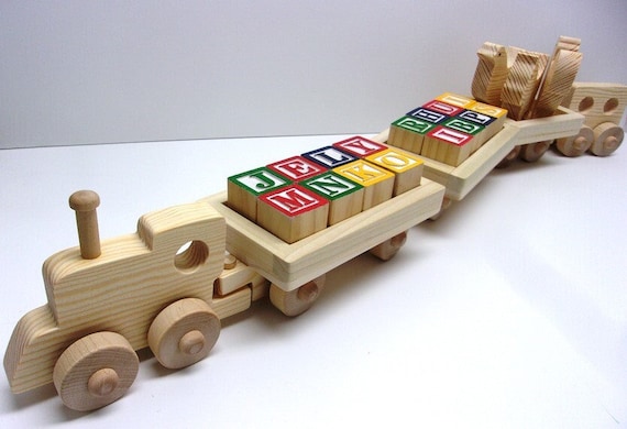 Wood Toy Train Alphabet Blocks & Animal Riders Kids Toys - Etsy