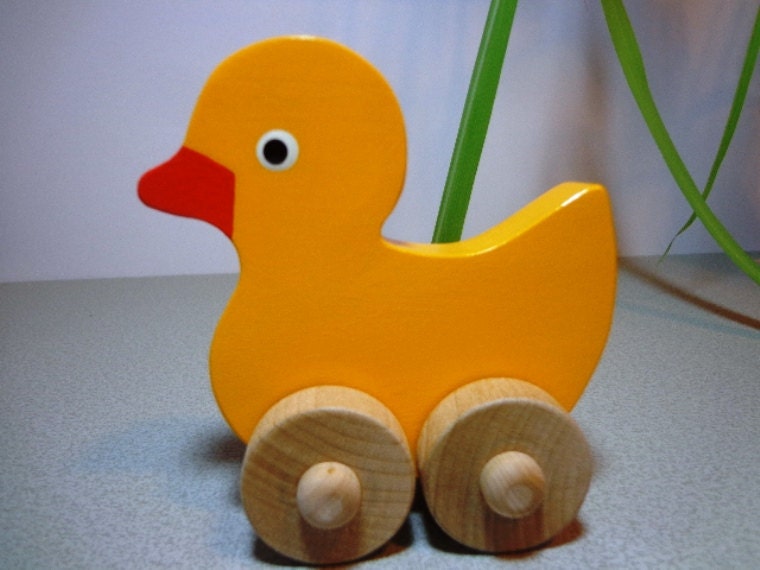 Wood/wooden Toy Duck, Push Toy, Baby Shower Gift Duck, Party Favor Toy ...
