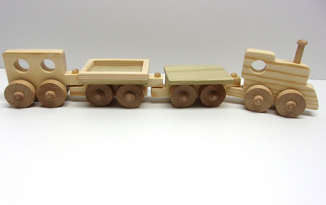 Tren de madera Toda la madera natural W / 6 Jinetes de | Etsy