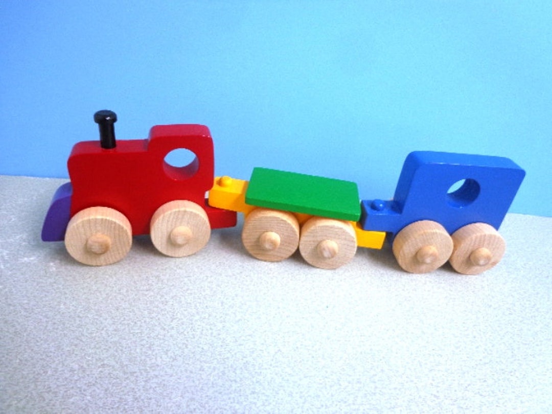 Wooden Toy Train Set - Kids Birthday Gift Toy Train - Rolling Toy Train ...