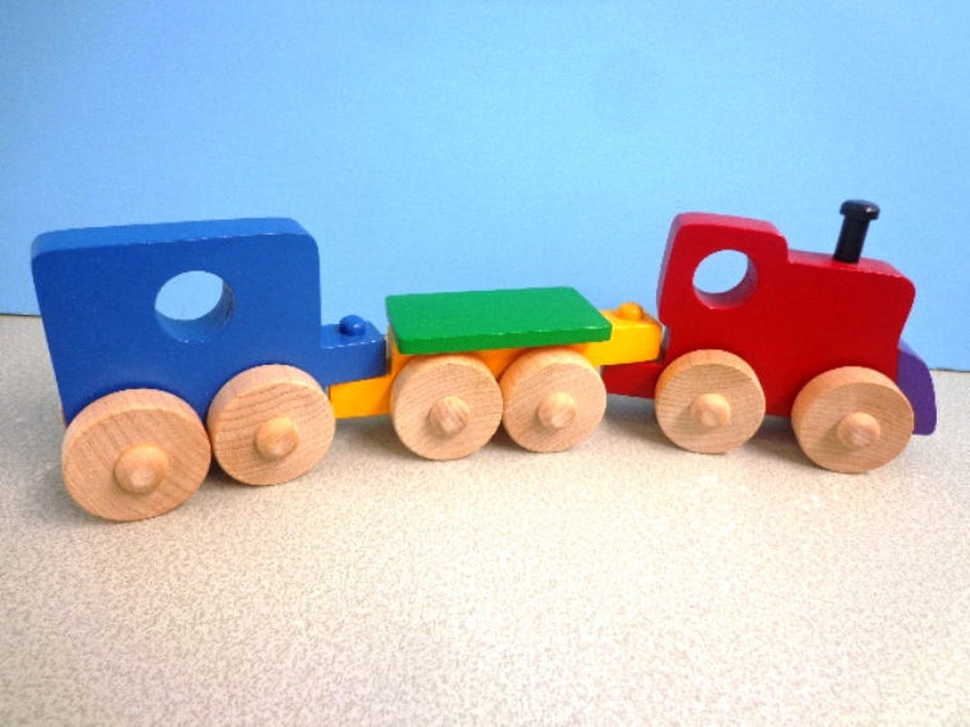 Wooden Toy Train Set - Kids Birthday Gift Toy Train - Rolling Toy Train ...