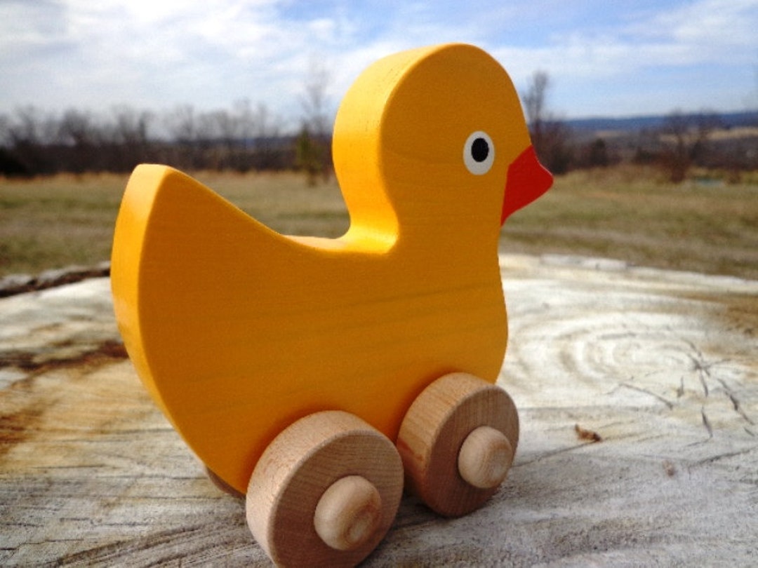 Wood/wooden Toy Duck Push Toy Baby Shower Gift Duck Party - Etsy