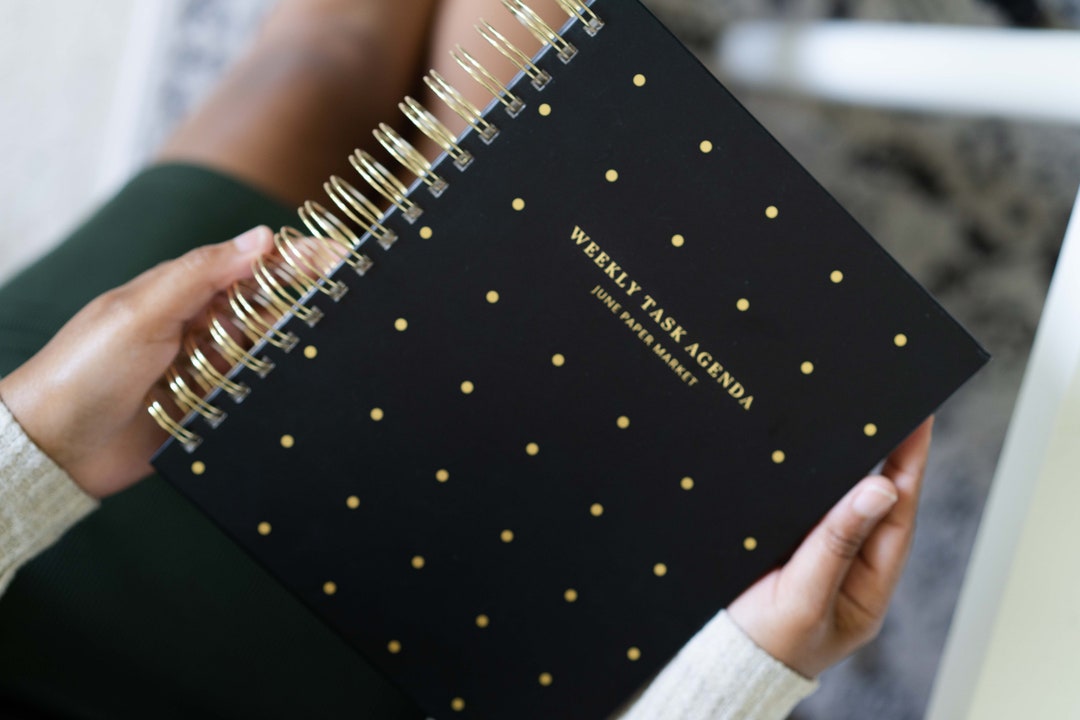 Undated Weekly Planner: Hardcover Notebook With Gold Spiral - Etsy
